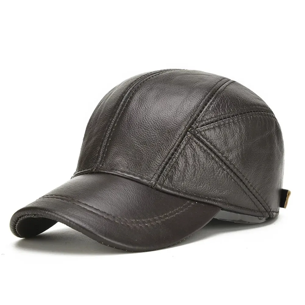 DHgate.com:Cowhide Leather Baseball Cap: Fall/Winter Mens Earflap ...