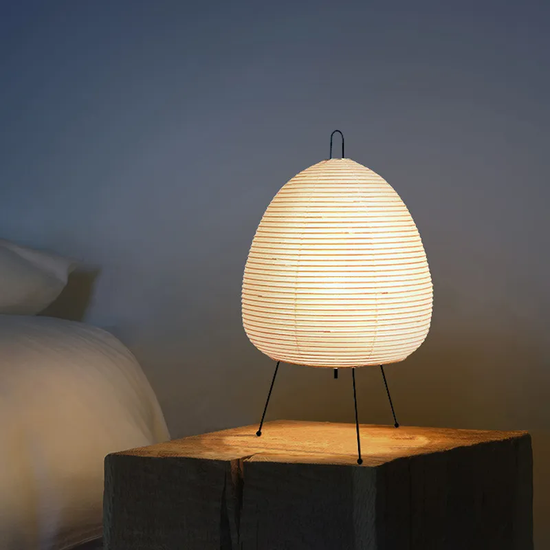 Japanese Design Akari Noguchi Style Table Lamp - Rice Paper Standing ...