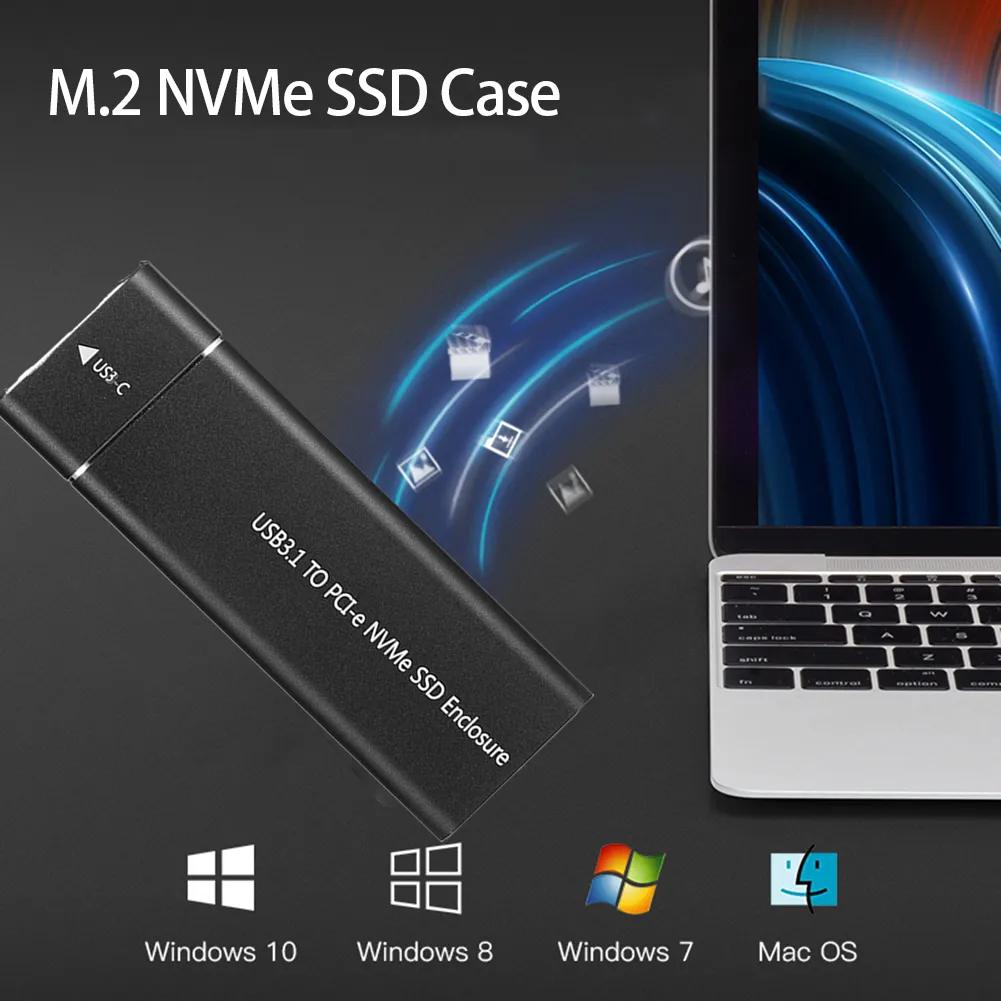 M.2 NVMe Enclosure: PCIE To USB 3.1 Gen2 Adapter, Aluminum External ...