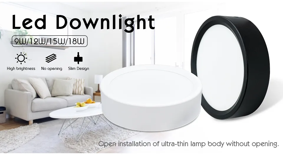 9W 18W LED Surface Mount Downlight Round Ceiling Panel, Cold/Natural ...