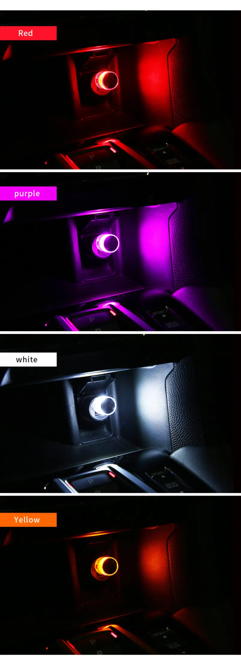 Mini USB Car Ambient Light Colorful LED Atmosphere Lamp Portable Plug ...