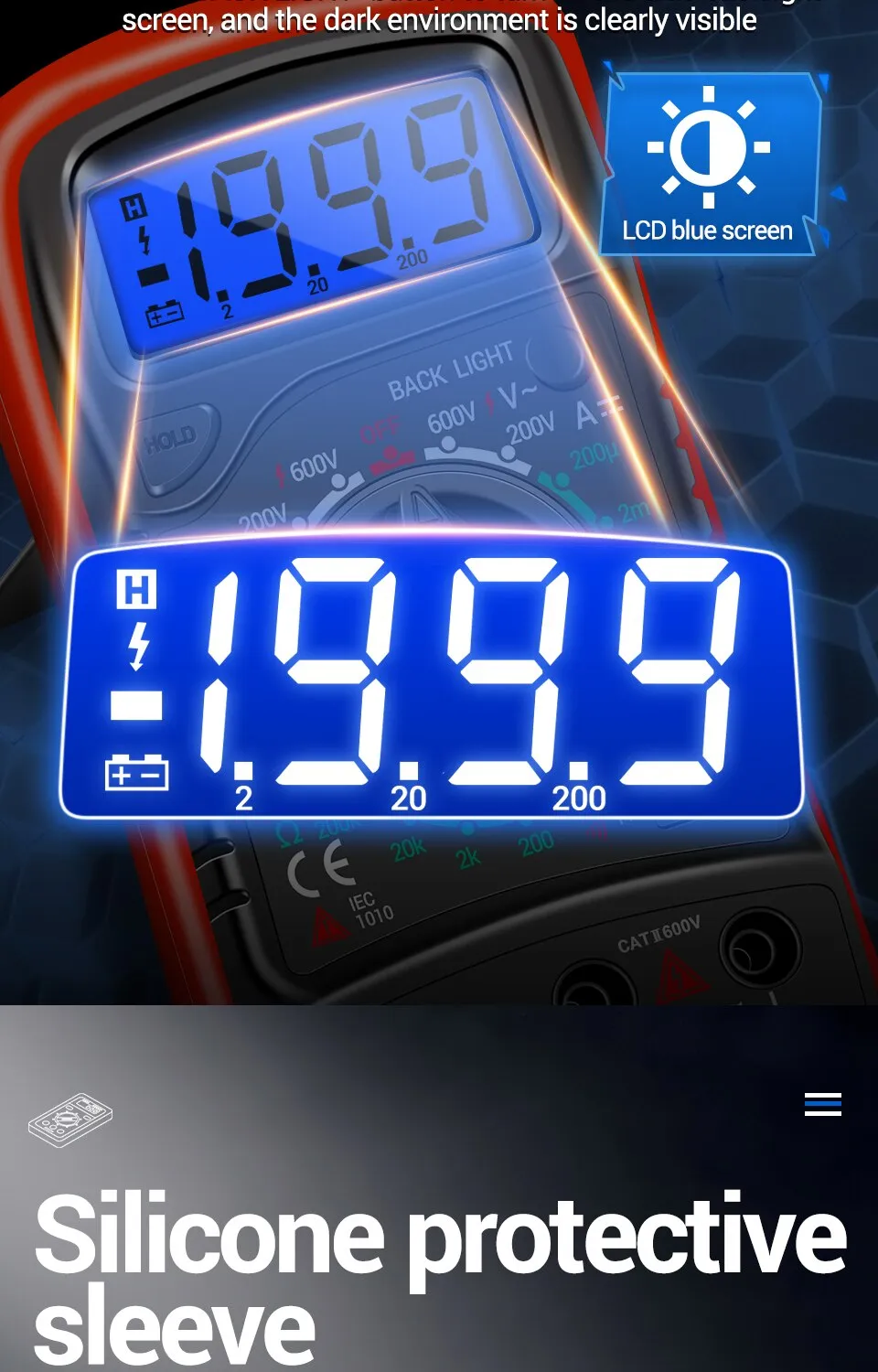 QHTITEC 3-in-1 Digital Multimeter: Pro-Grade AC/DC Voltage & Current ...