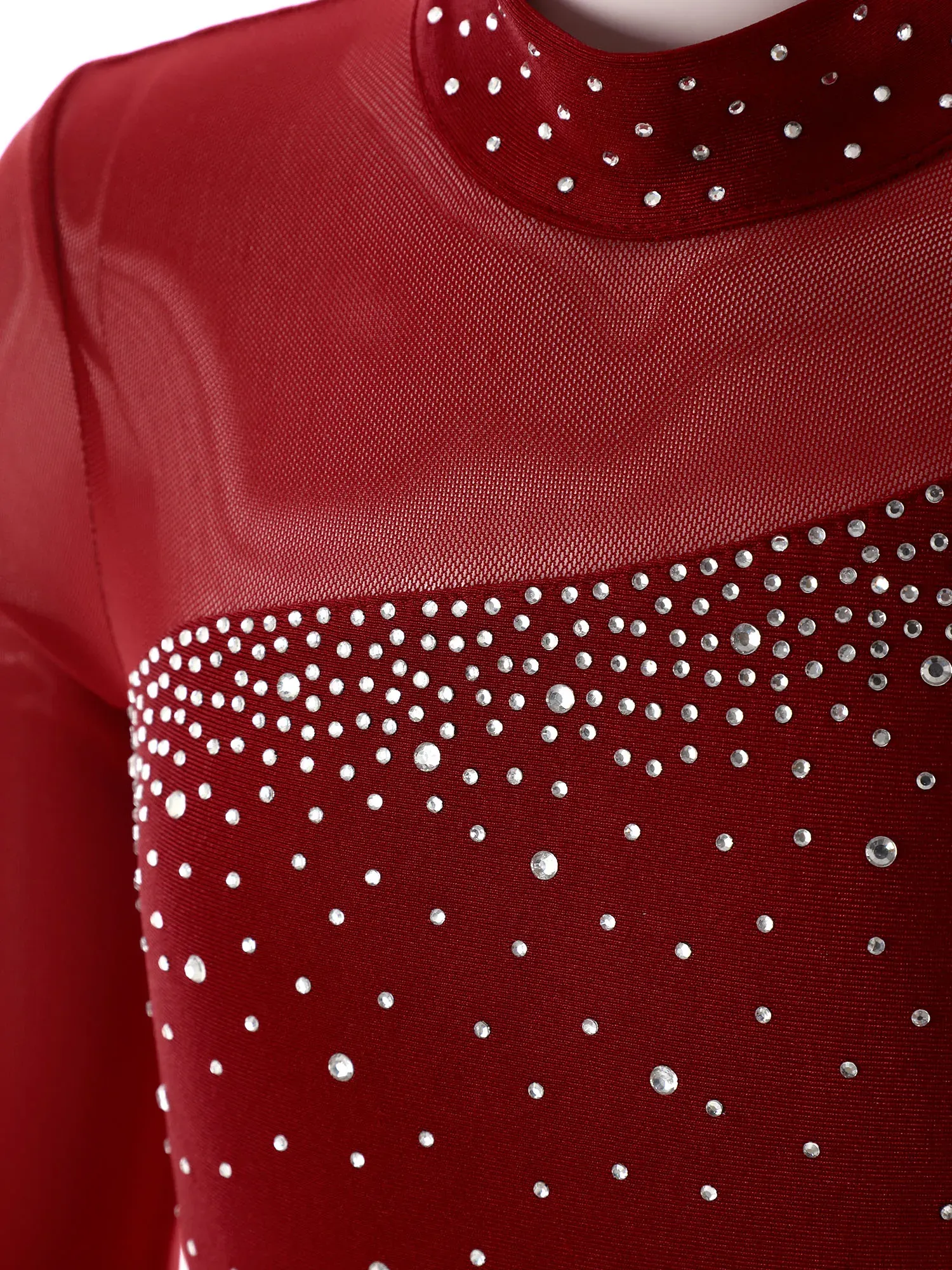 Girls Rhinestone Sheer Mesh Figure Skating gymnastics leotards for ...