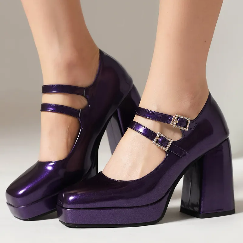 Sexy Punk High Heels Pumps Woman Mary Janes Shoes Large Size 45 Patent ...