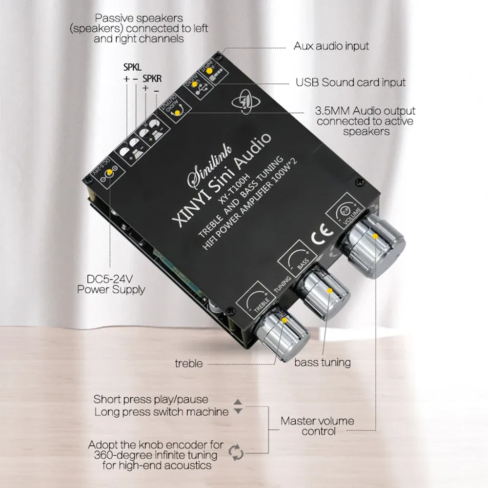 AIYIMA TPA3116 bluetooth 5 o Mini Audio Amplifier Board - 100Wx2 Stereo ...