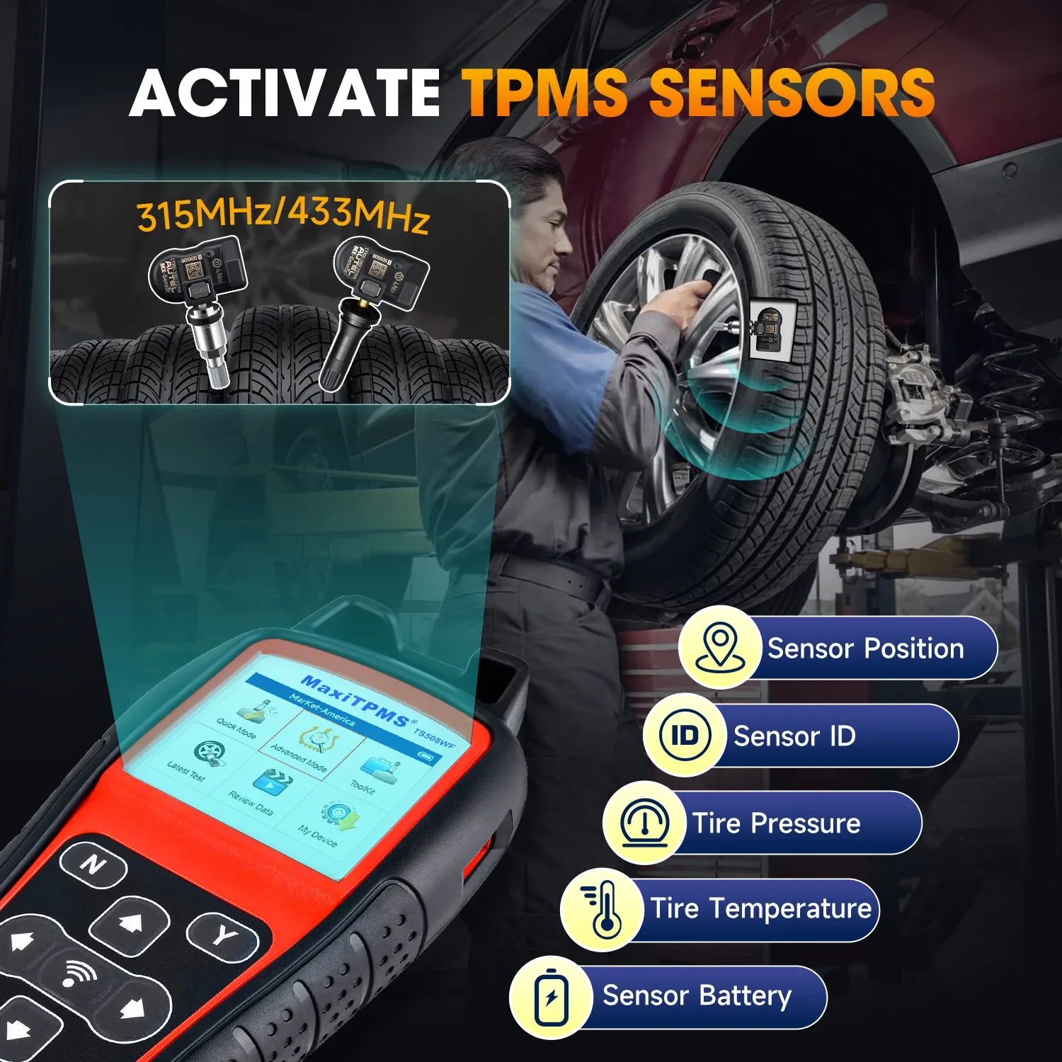 Vehicle Tire Pressure Monitoring System Tool: Wireless TPMS System For ...