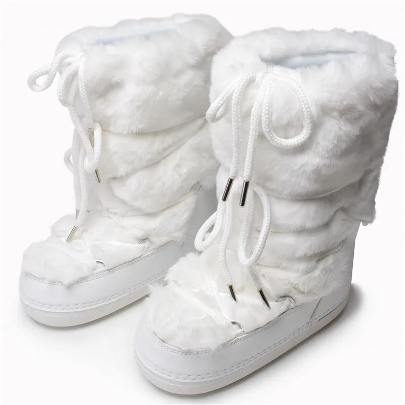 Premium Fluffy Winter Boots: Lace-Up Platform Snow Boots for Women ...