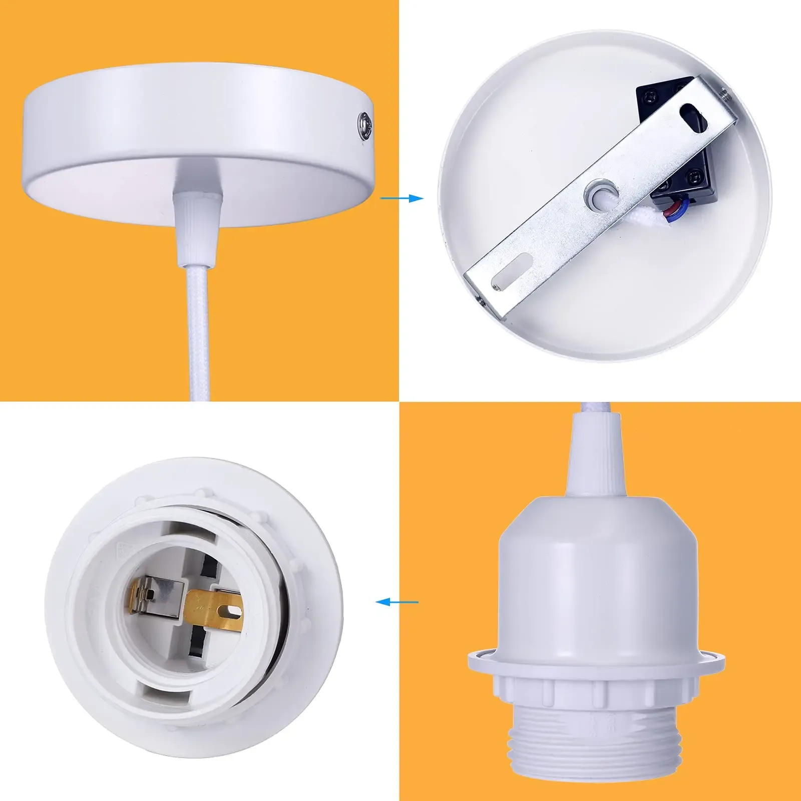 DHgate.com:Full E27 Socket Hanging Metal Pendant Lamp Holders w/ 1M ...