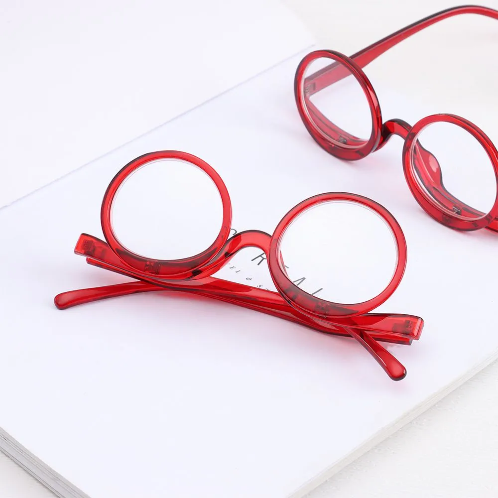 Rotating Magnifying Makeup Reading Glasses for Women Folding Clamshell ...