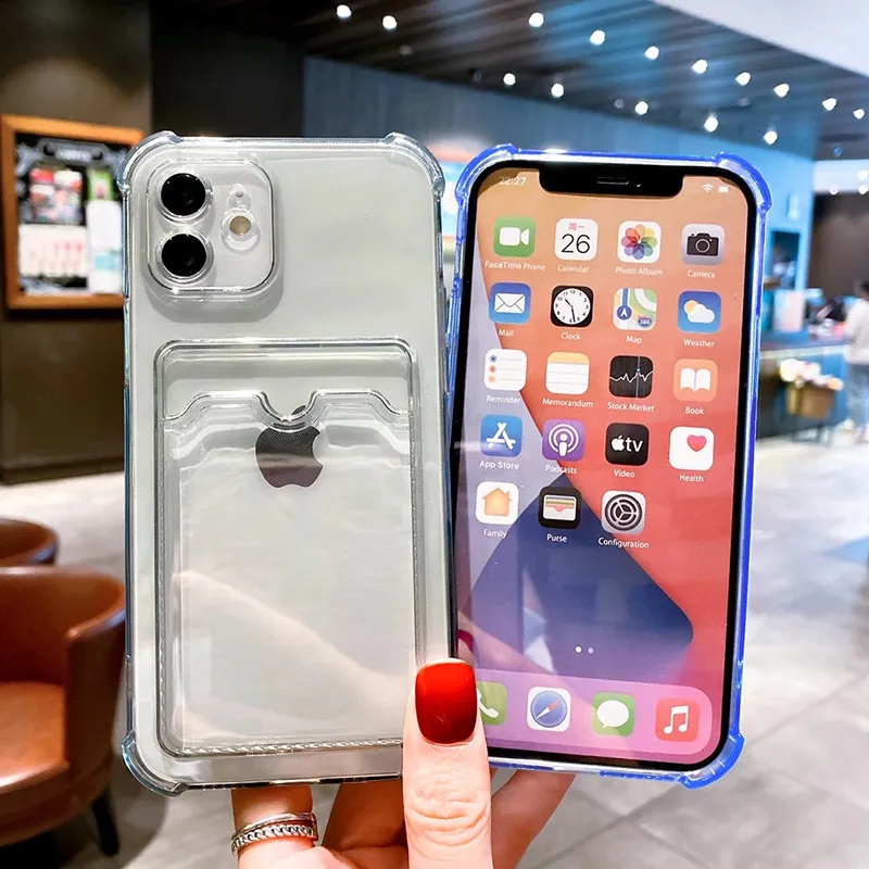 Card Slots Wallet Soft Silicone Case Cover for iPhone 11, 12, 13, 14 ...
