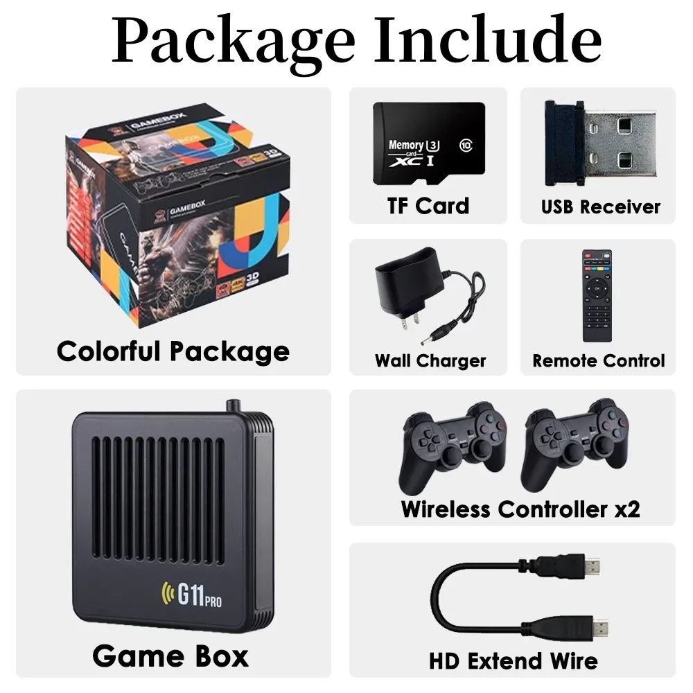 G11 Pro 26GB TV Video Game Console, 50000+ Games, Android and EmuELEC Game System, Dual System ...