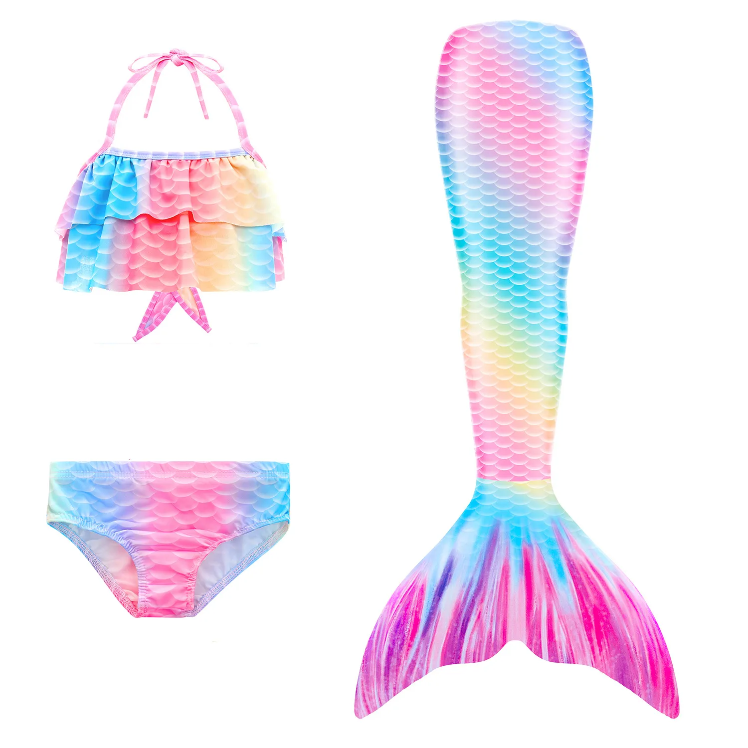 Girls' Little Mermaid Tail Cosplay Little Mermaid Swimsuit With Monofin ...