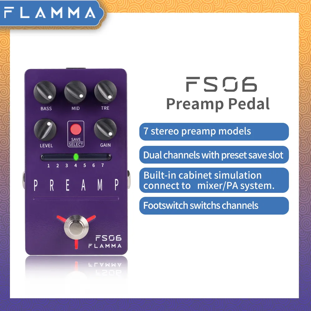 FLAMMA FS06 Digital Guitar Effects Pedal with 7 Preamp Models and Built ...