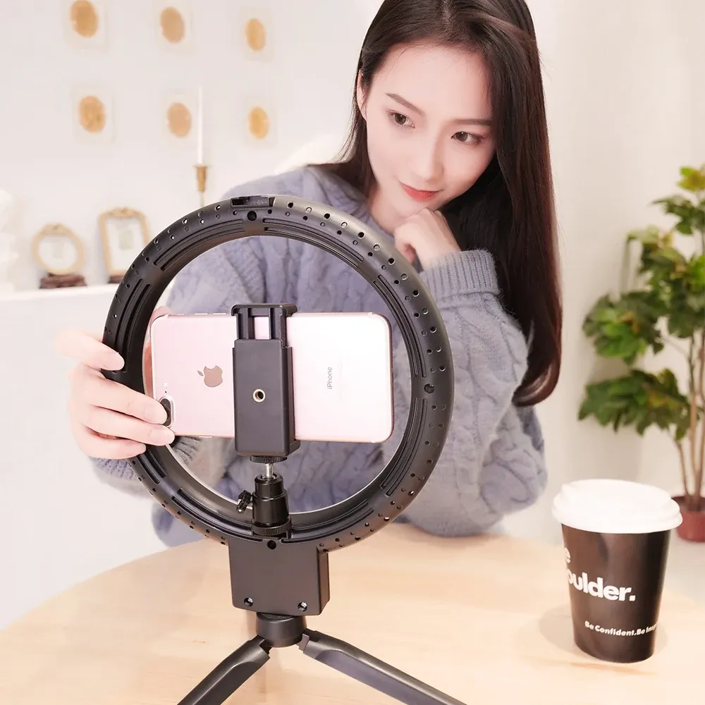 DHgate.com:9" Ring Light with Phone Holder, 3 Color Modes, Dimmable USB ...
