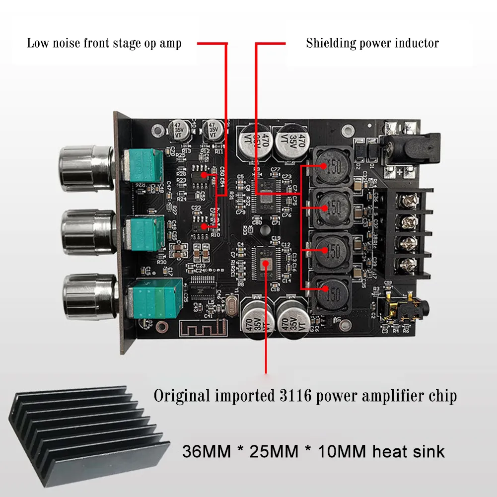0 Channel 100W Amplifier Board Stereo Audio Subwoofer Speaker Module ...