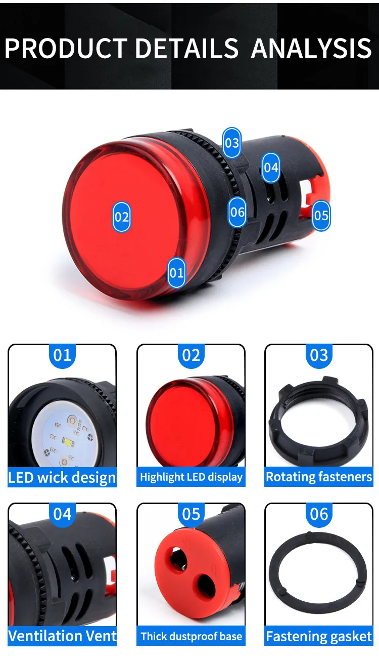 11w Led Lamp, 12V Led Indicator Light, 22mm Multi Color LED Signal Lamp ...