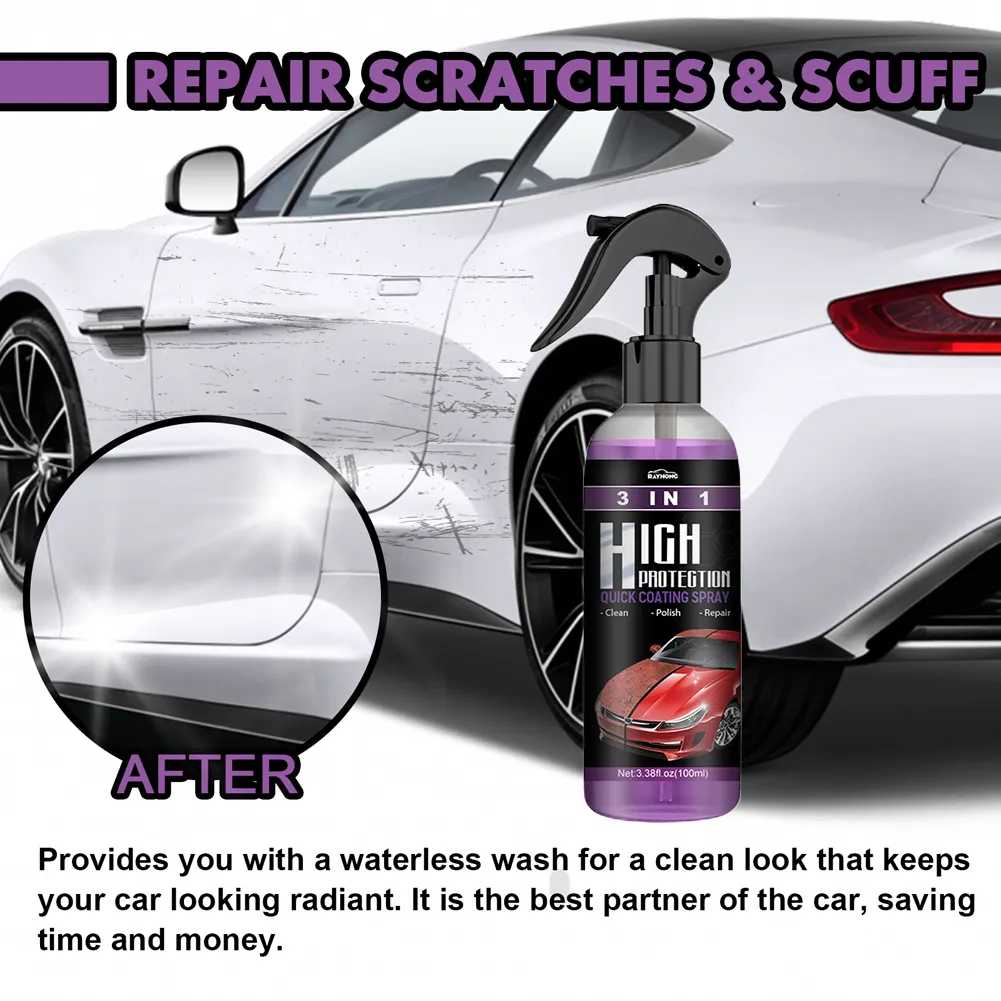 3 In 1 Car Ceramic Coating Spray 100ml Auto Nano Ceramic Coating for ...