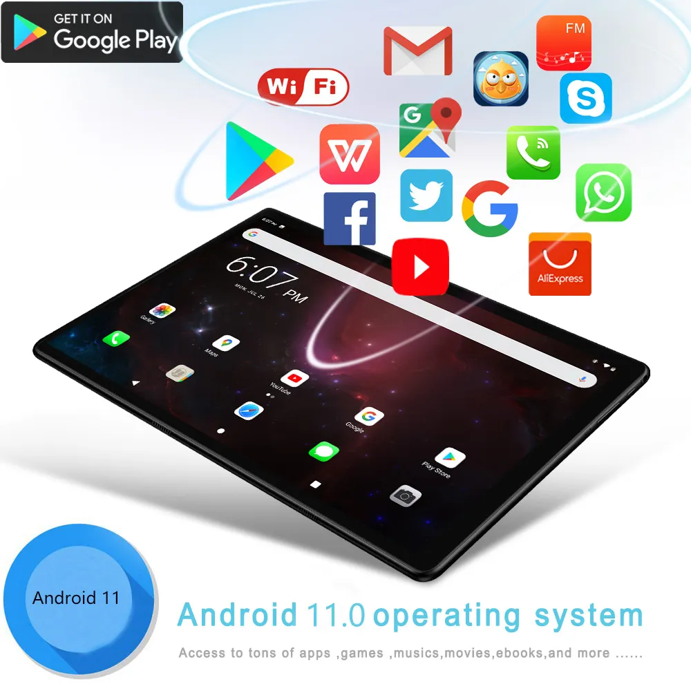 Tablet PC 10.1 Inch Octa Core Android 11 Dual SIM 3G WiFi Bluetooth 4GB ...