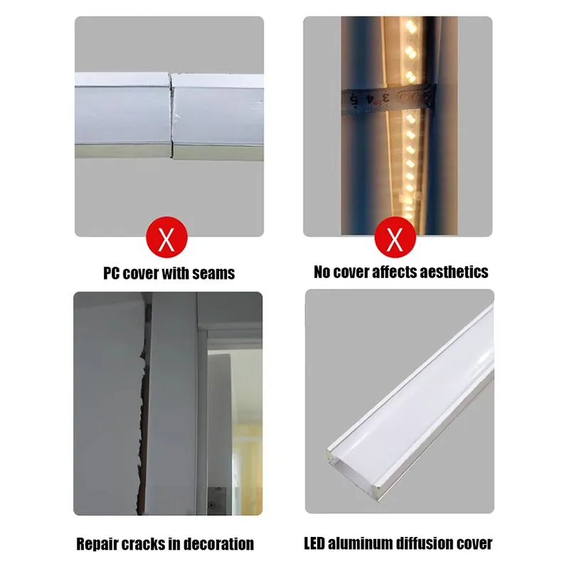 1-5M LED Aluminum Profile Silicone Diffuser Cover for LED Strip Bar ...