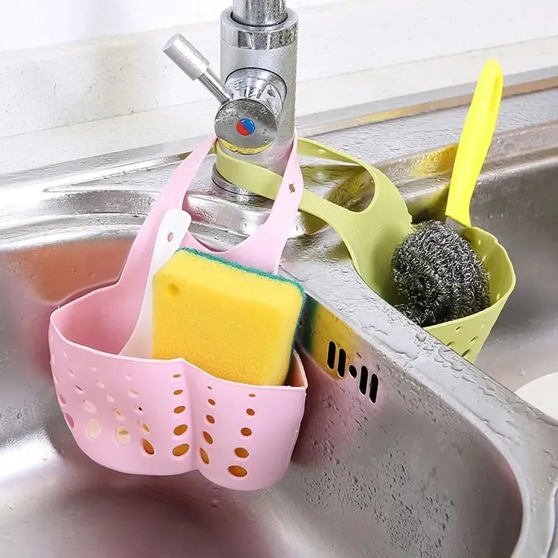 Kitchen Sink Drain Basket Draining Rack Sponge Holder Storage Shelf for ...