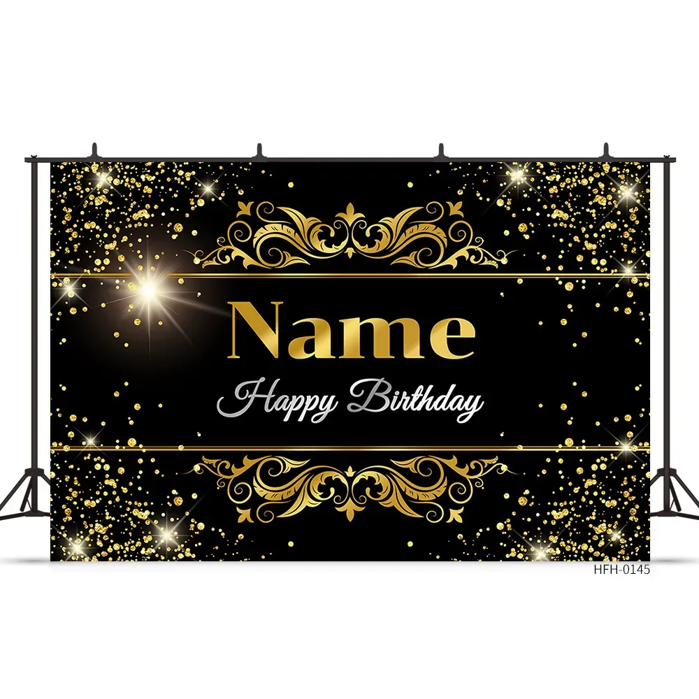Gold Glitter DIY Birthday Party Name Banner With Custom Name ...