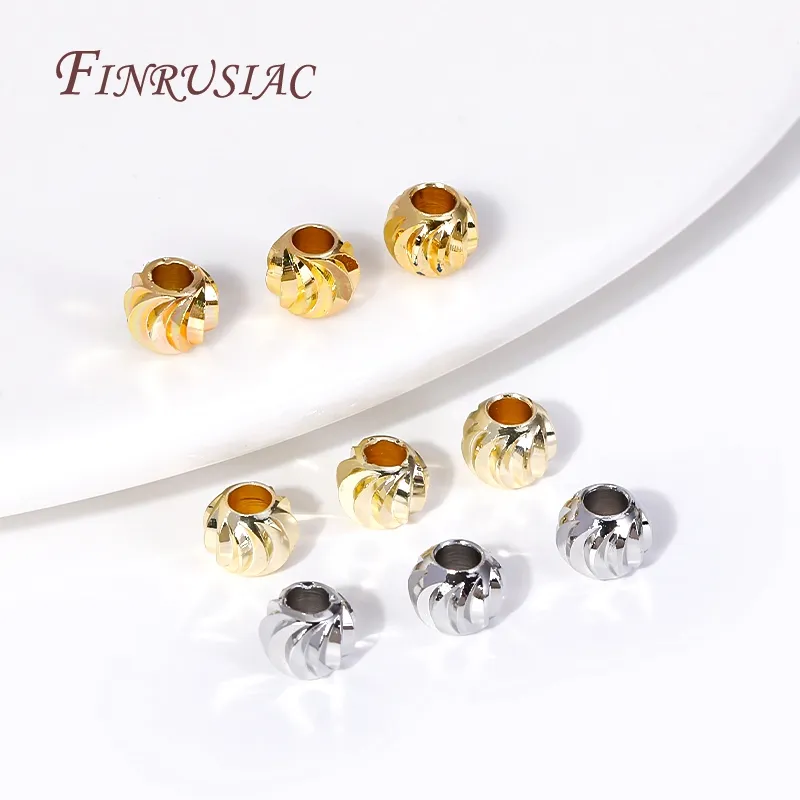 DHgate.com:5 Sizes 18K Gold Plated Brass Round Spacer Beads Cut Pattern ...