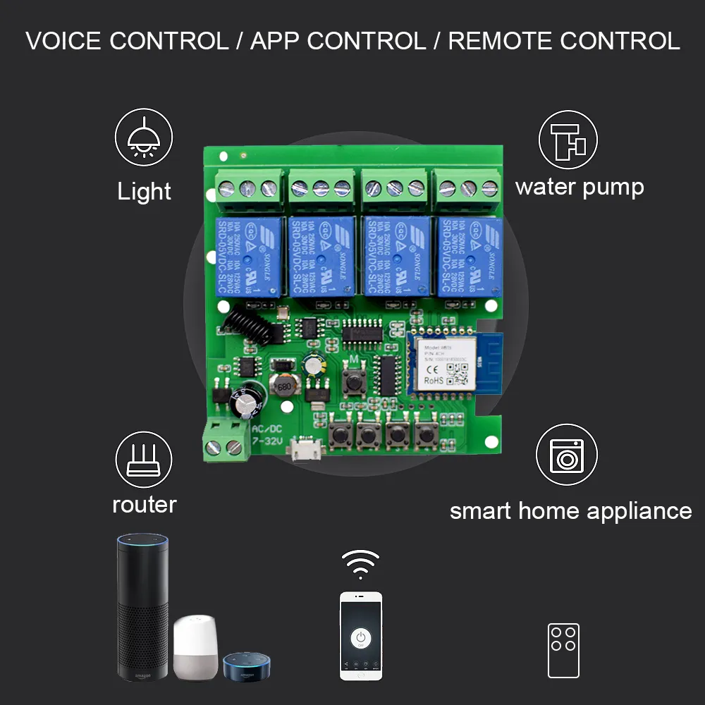 DHgate.com:4-Channel WiFi Inching Switch Module: Automate Appliances ...