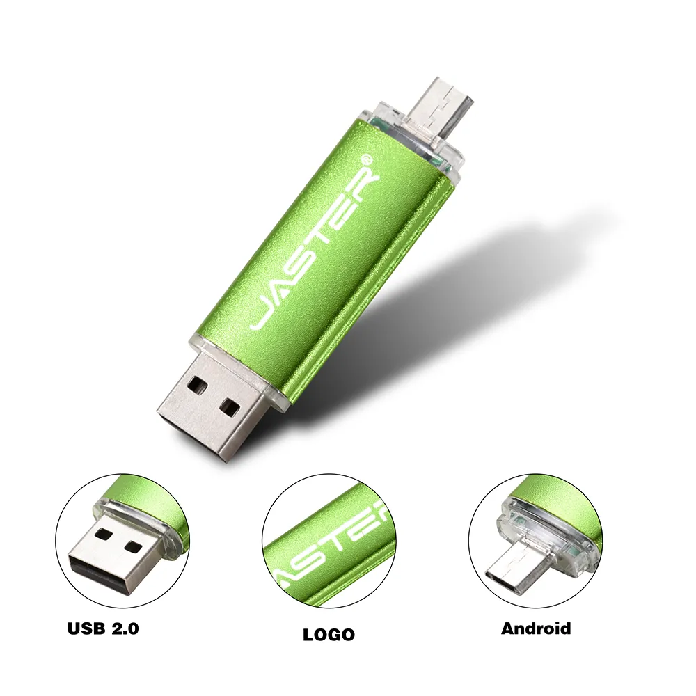2 in 1 OTG Flash USB 2.0 Micro Pen Drive 32GB 64GB 128GB 256GB Plastic ...