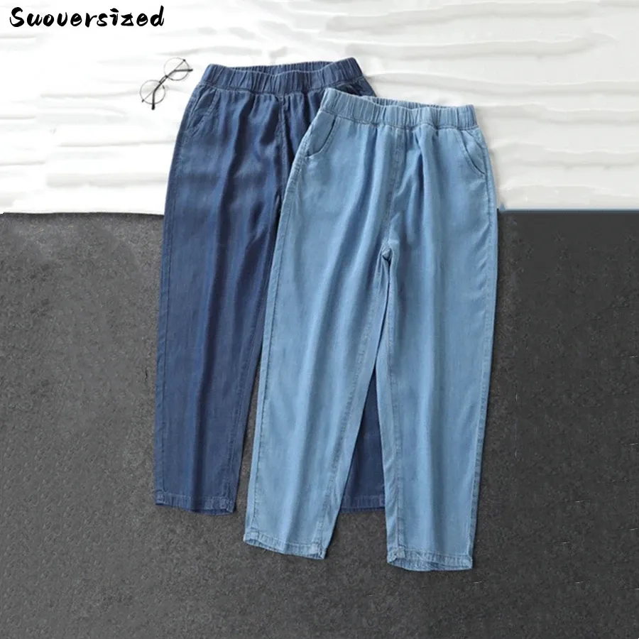 8XL Oversize Jeans for Women, Baggy High-Waisted Wide-Leg Denim Pants ...