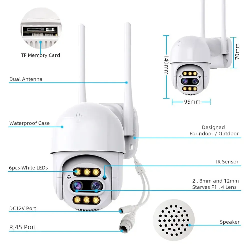 8MP PTZ IP Camera: Dual 4K Lenses, 8x Zoom, Human Detection, Outdoor ...