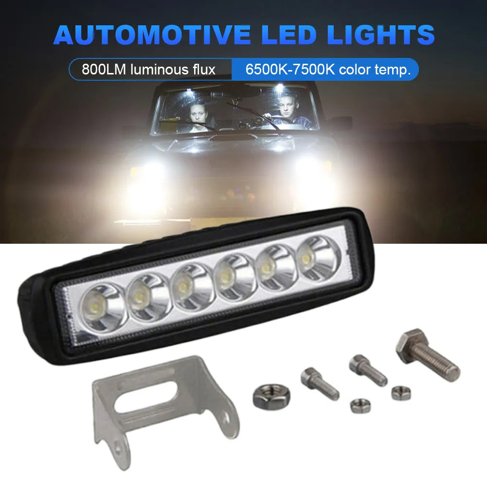 DC 12V Bar Flood Spot Light 6500K-7500K Car Driving Lamp 800LM LED ...