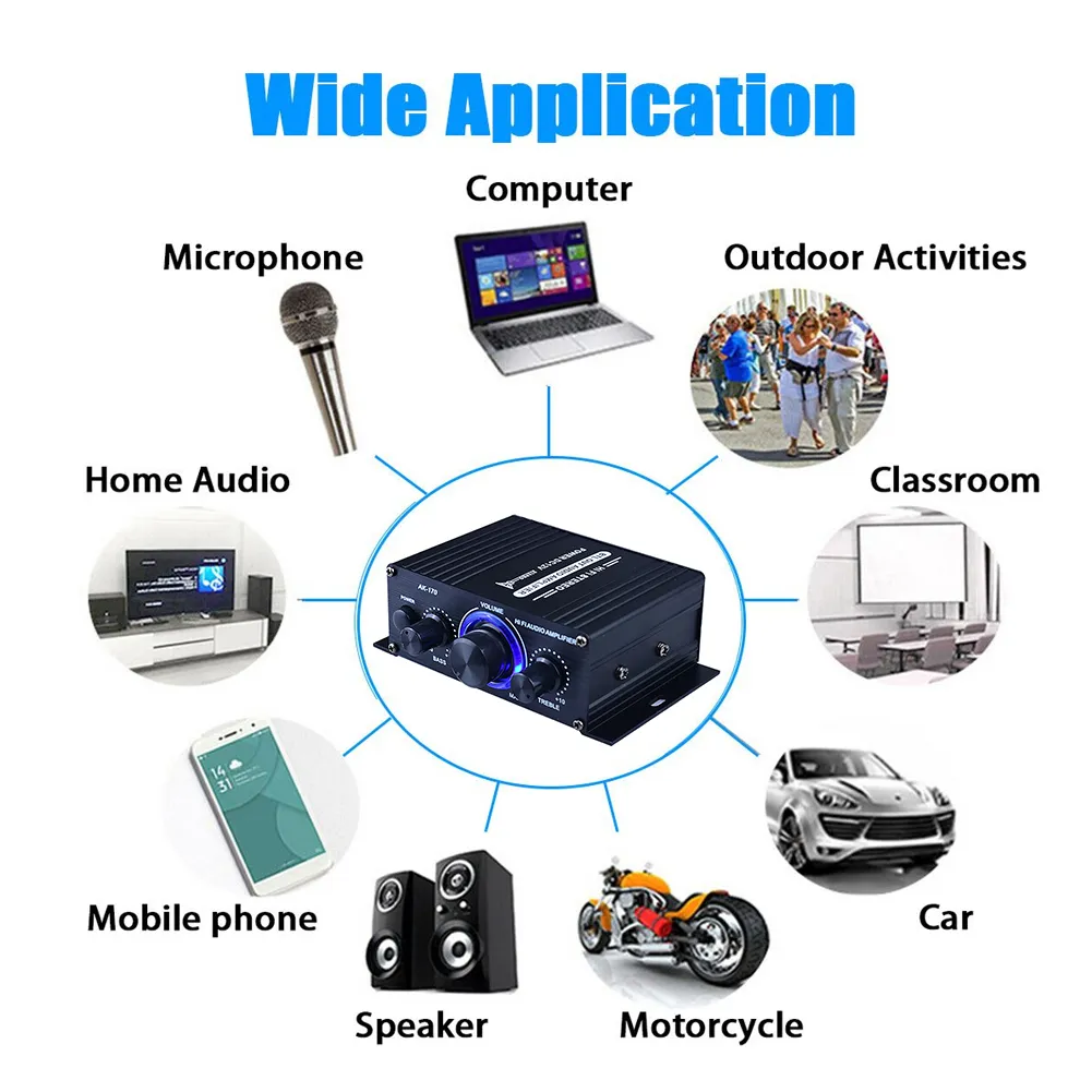 Home Digital Amplifiers Hifi Stereo Audio Power Amplifier 200W+200W ...