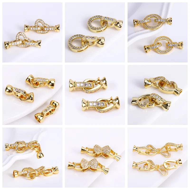 5 × 53 mm 3-Strand 18K Gold Plated Jewelry Lock Connectors for Necklace ...