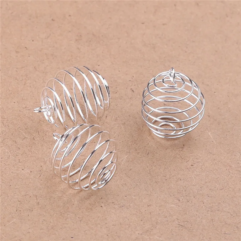 20-Silver Spiral Bead Cage Pendants, DIY Jewelry Making, 9-30mm from ...