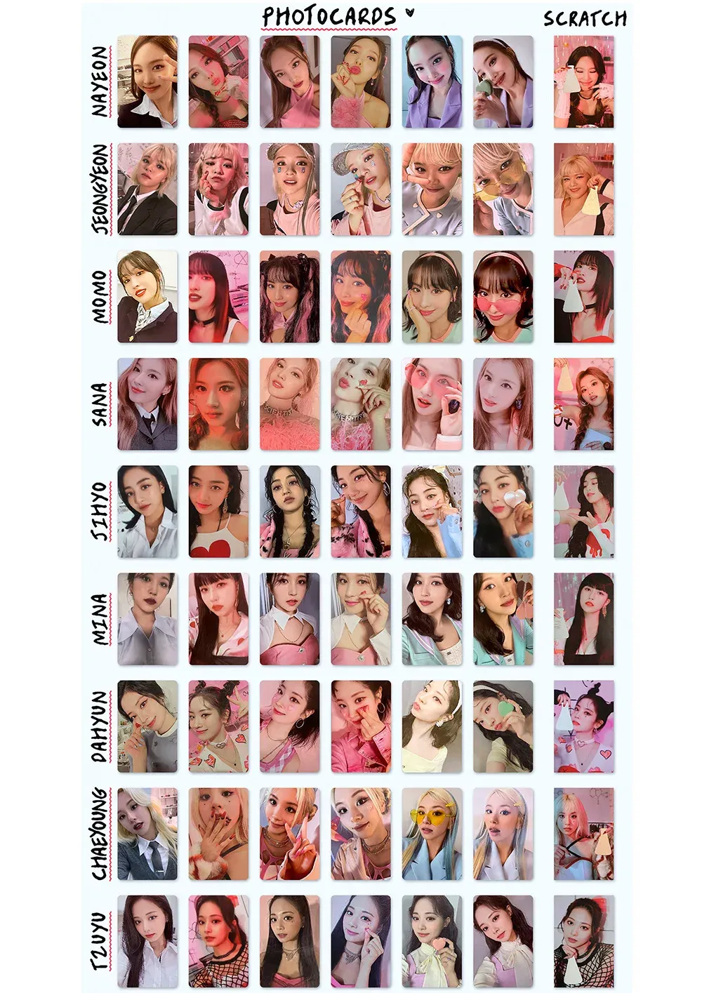 TWICE Formula Of Love Photocards: LOMO Cards With Sana, Nayeon & Jihyo For KPOP Fan Collections ...