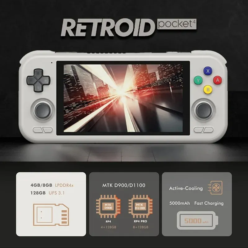Retroid Pocket 4 Pro Handheld 4.7 Inch Video Game Console 8GB RAM 128GB ...
