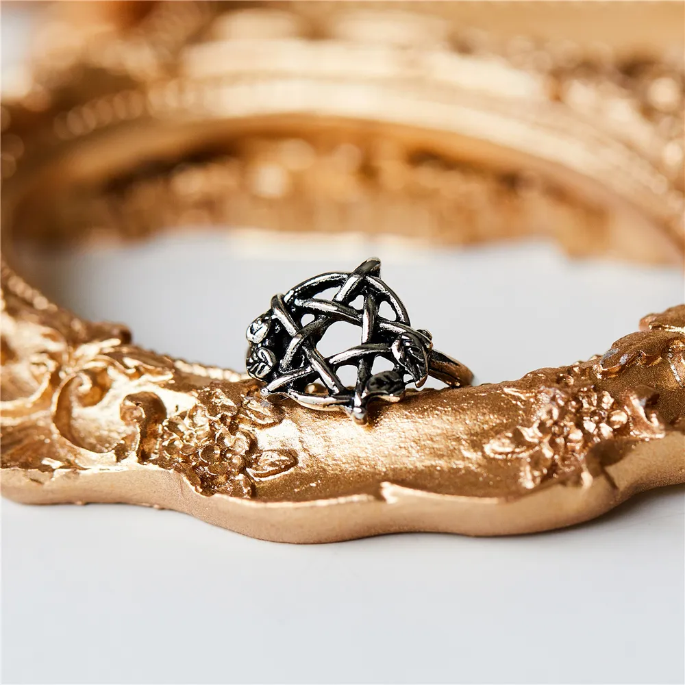 Gothic Pentagram Vines Ring Vintage Knuckle Finger 2025 Rings For Women ...