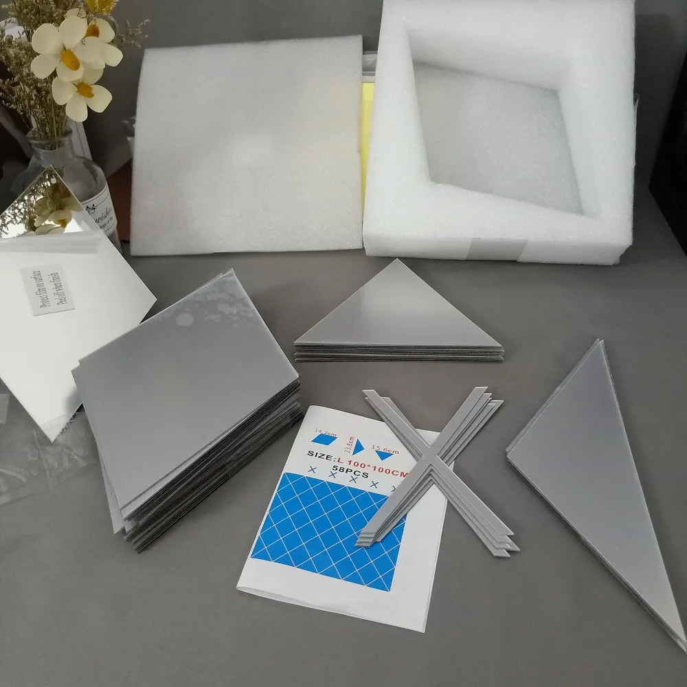 3D Diamonds Mirror Stickers Acrylic Triangles Mural Self Adhesive ...