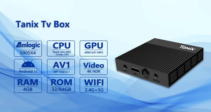 Tanix X4 Android11 android tv box with Amlogic S905X4, 4GB RAM, 32GB ...