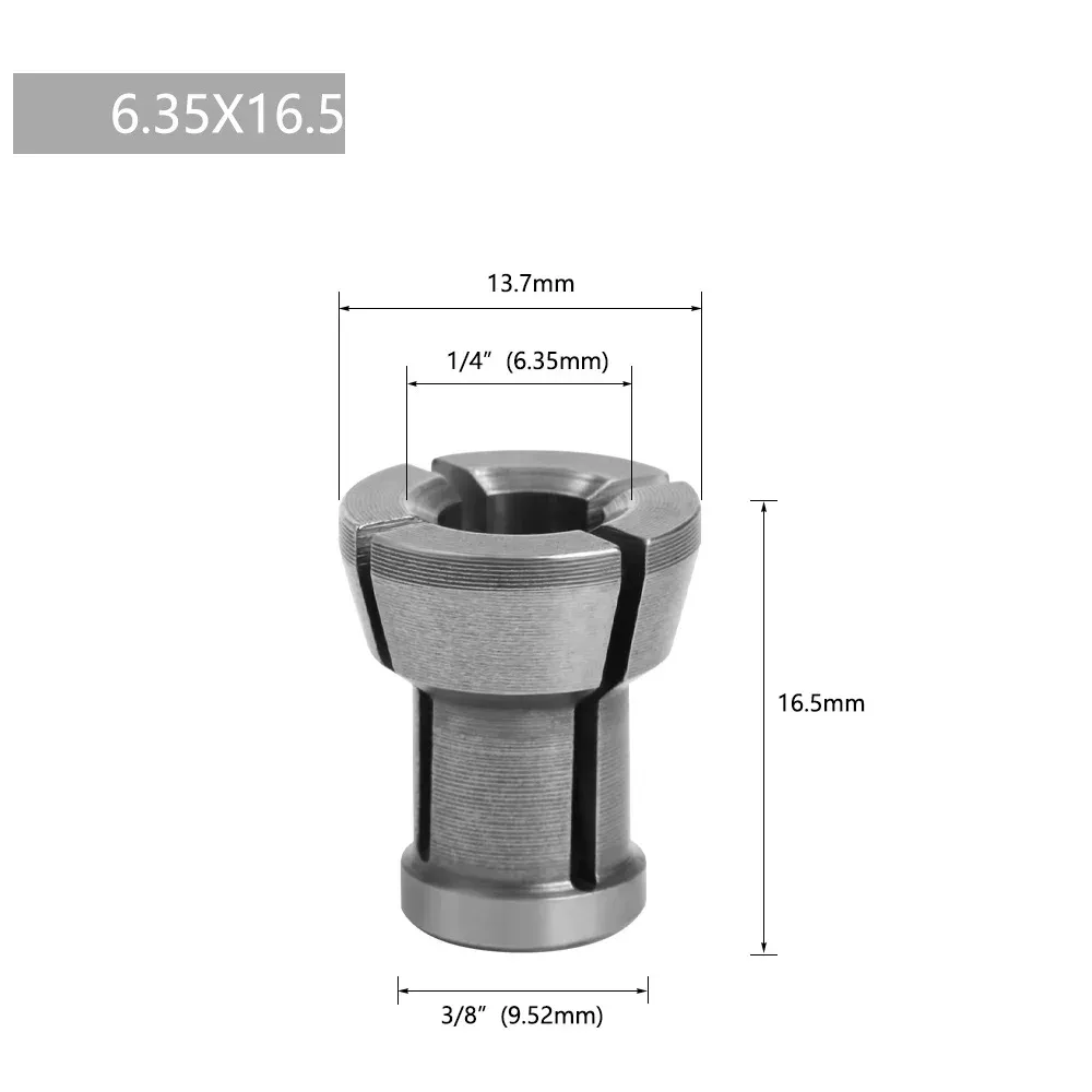 M17 Collet Chuck Adapter with Nut for 6mm, 6.35mm, and 8mm Router Bits ...