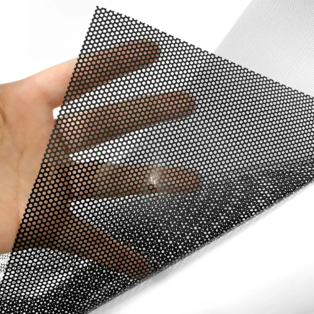 Self-Adhesive Mesh Film Window Privacy Vinyl Film for Glass Wrap Black ...