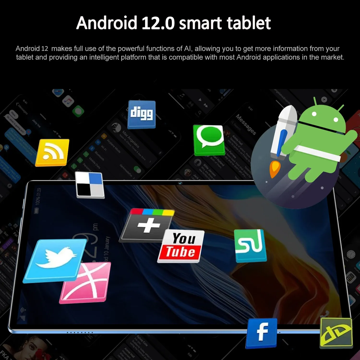 DHgate.com:1" Android 12 Tablet BDF Global P50 Pad Tab, 8GB RAM 256GB ...