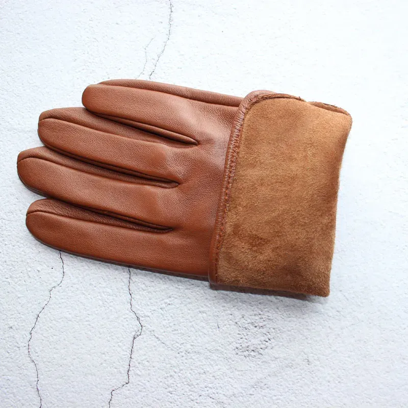 New Sheepskin Gloves Men's Leather Unlined Thin Summer Can Touch Screen ...