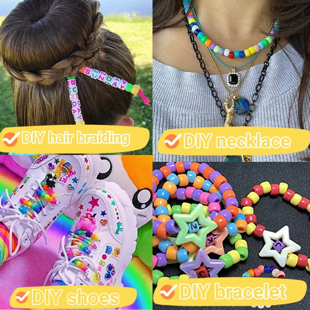 Pony Beads 6x9mm Glitter Acrylic Luminous Spacer Beads for DIY Craft ...