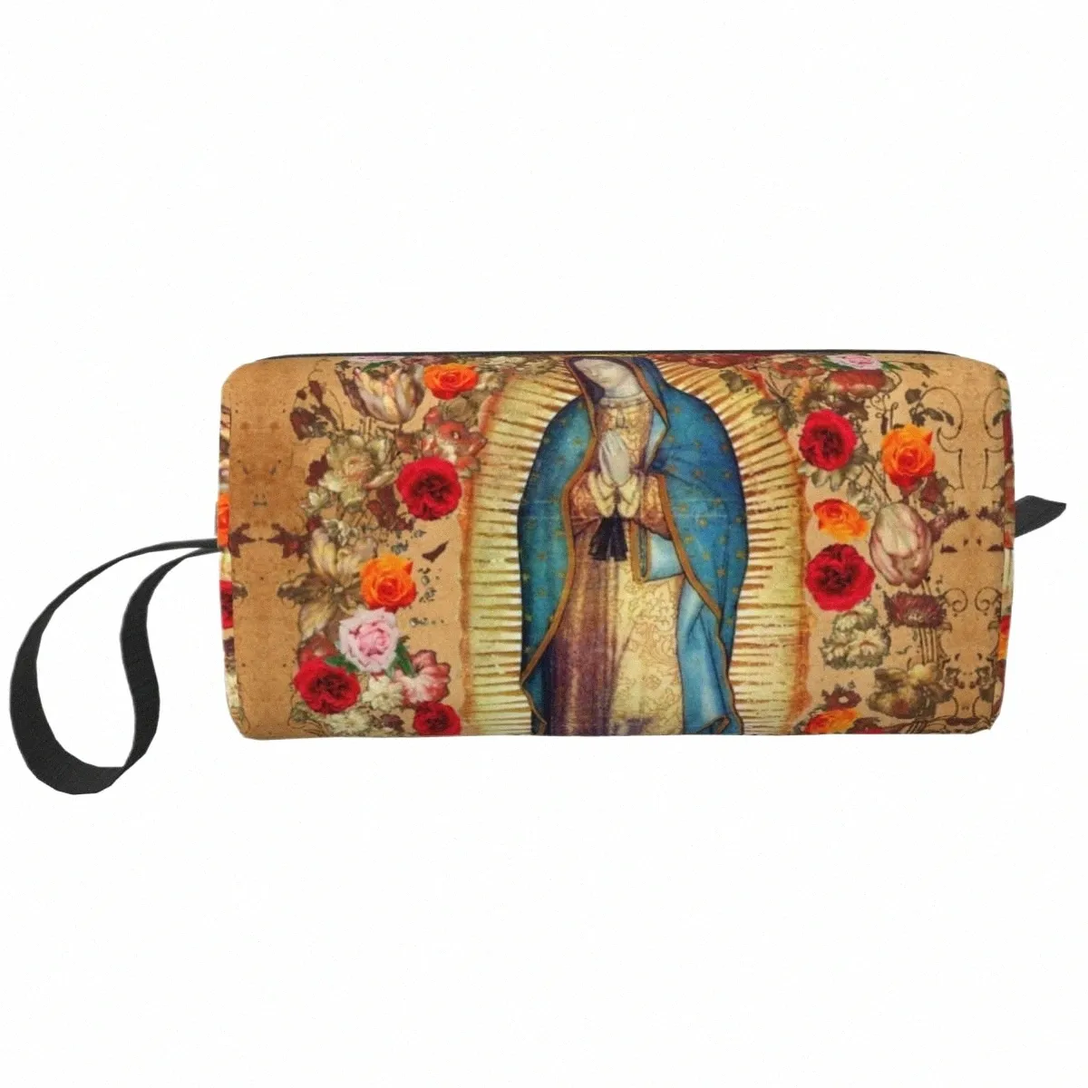 Virgin Mary Toiletry Bag Catholic Mexico Poster Cosmetic Organizer For ...