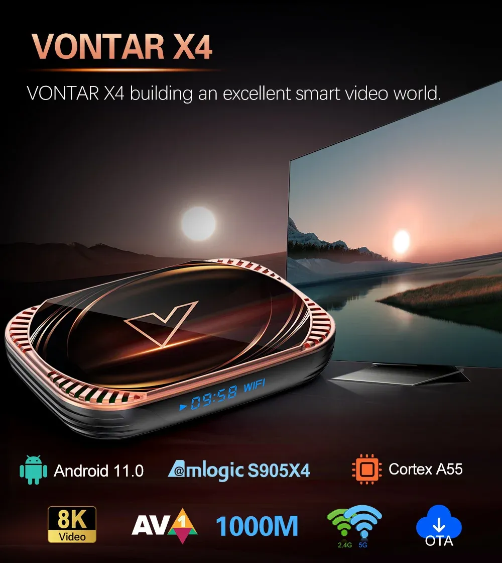 Android TV Box 2024: VONTAR X4 4GB+128GB, AMLOGIC S905X4 Procesador De ...