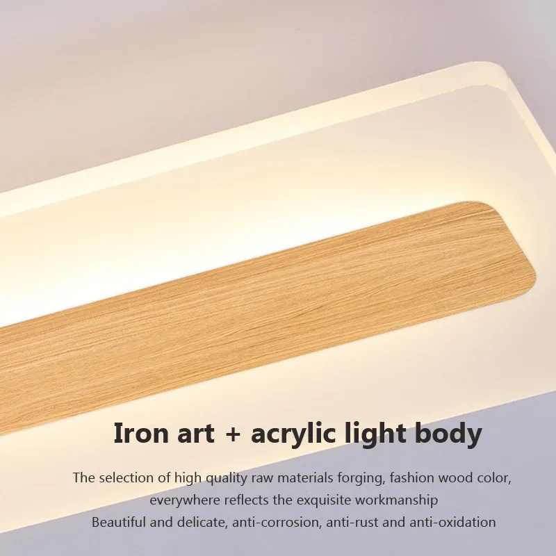 Modern LED Ceiling Lights Minimalist Long Strip Wooden Deco Lamps For ...