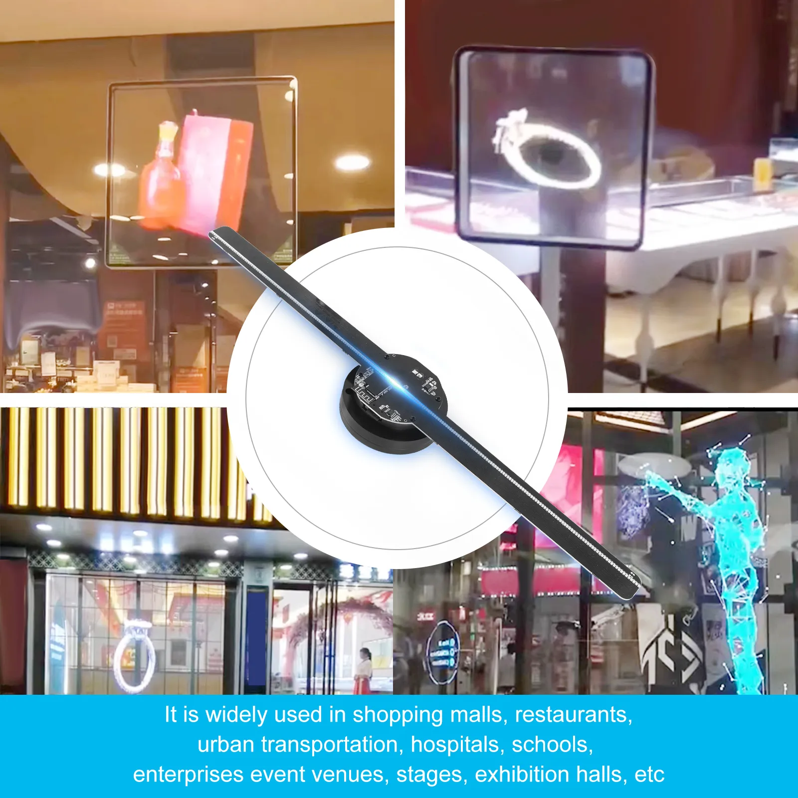 3D Holographic LED Fan | 42cm HD Hologram Player with 224 LED Lamp ...