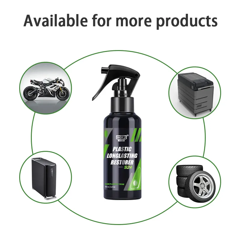 Car Plastic Restorer Polish Spray for Leather and Black Plastic Bumper ...