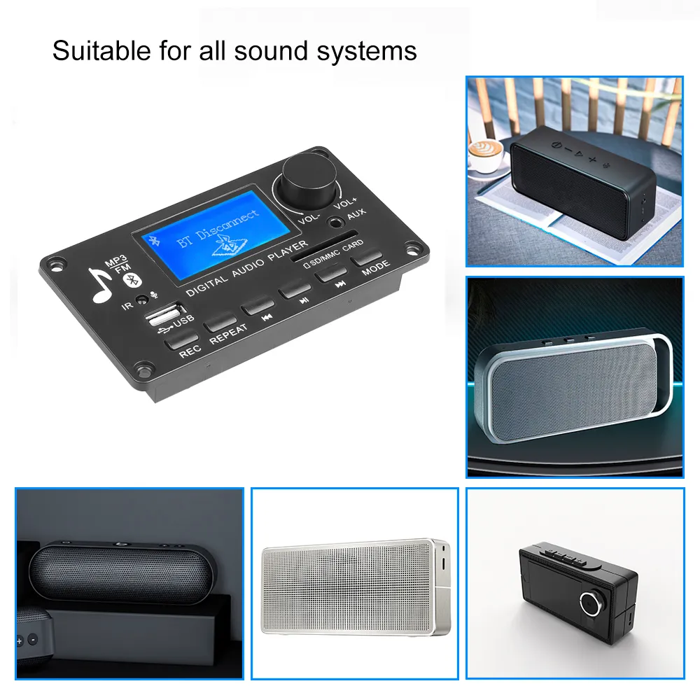 Kebidu DC 12V Bluetooth 5.0 Audio MP3 Decoder Board with LCD Screen ...